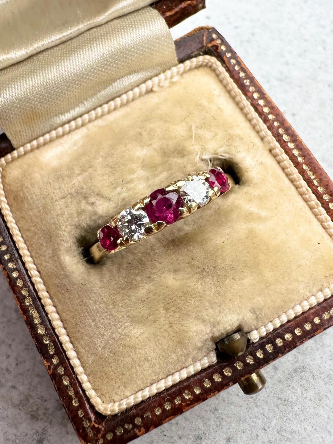 Vintage 18ct Gold Ruby & Diamond Stacking Ring - Etsy