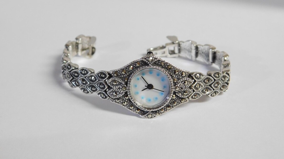 Vintage Sterling Silver Watch. Never Worn or Like. Natural Marcasite ...