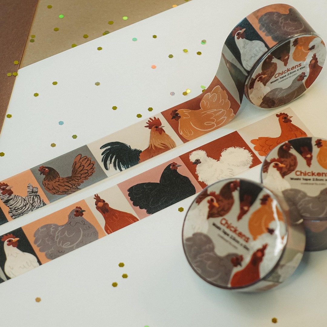 WASHI TAPE Chickens Width 2.5cm Length 10m - Etsy