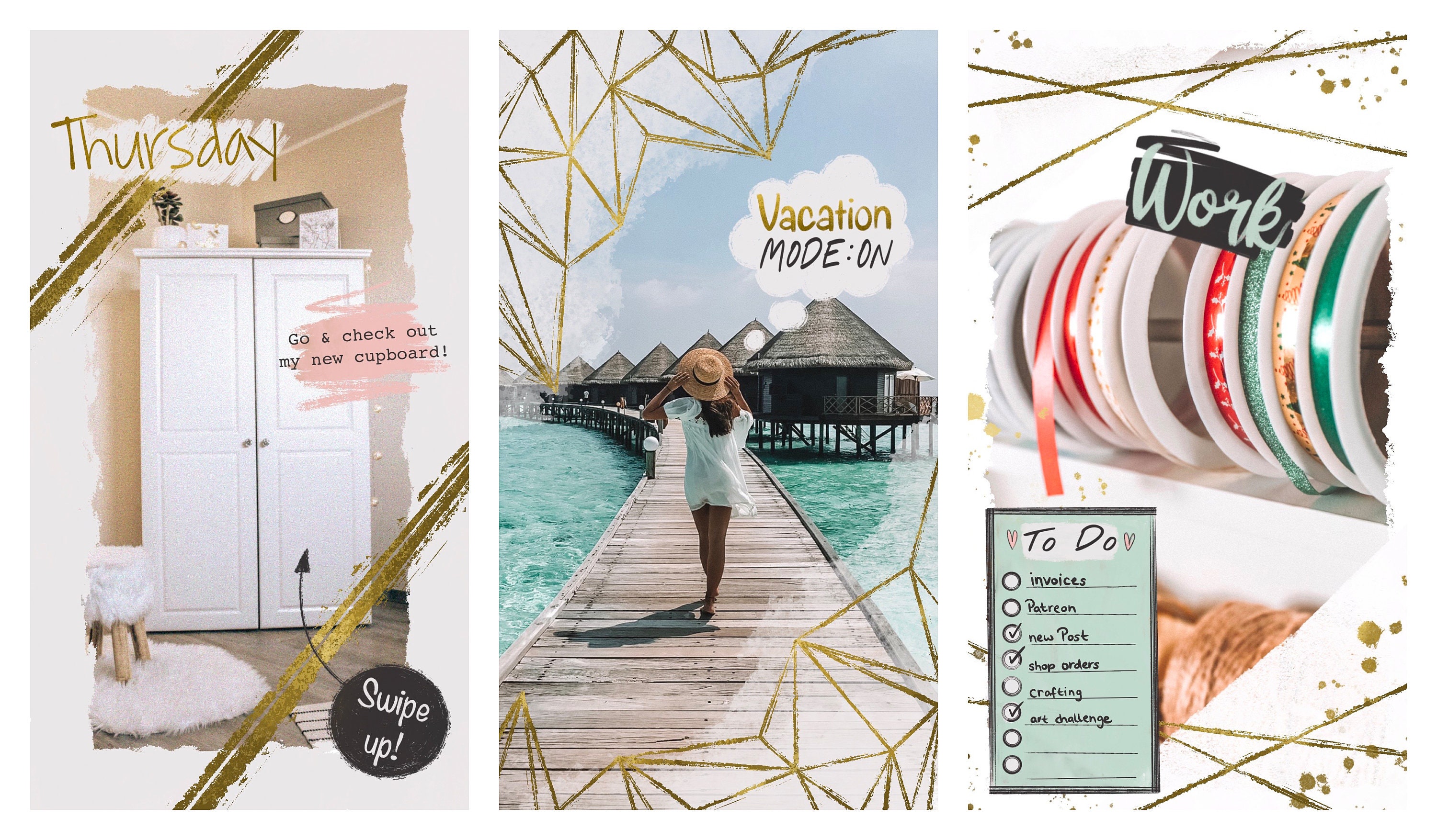 Instagram STORY STICKER Gold & Pastel Pack by Meikearts | Etsy
