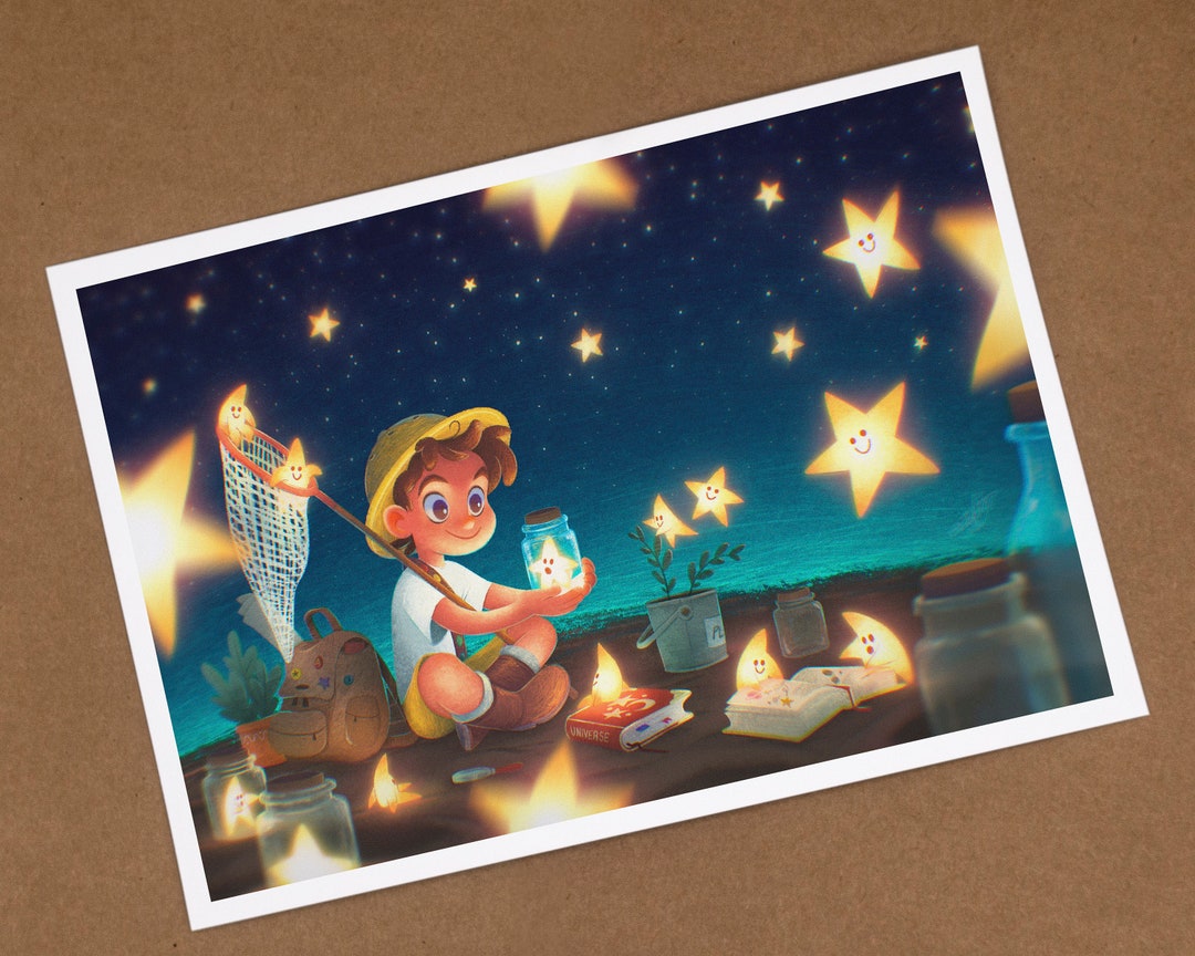 THE STARCATCHER Din A4 & A5 Illustration Fineart Photo Print - Etsy