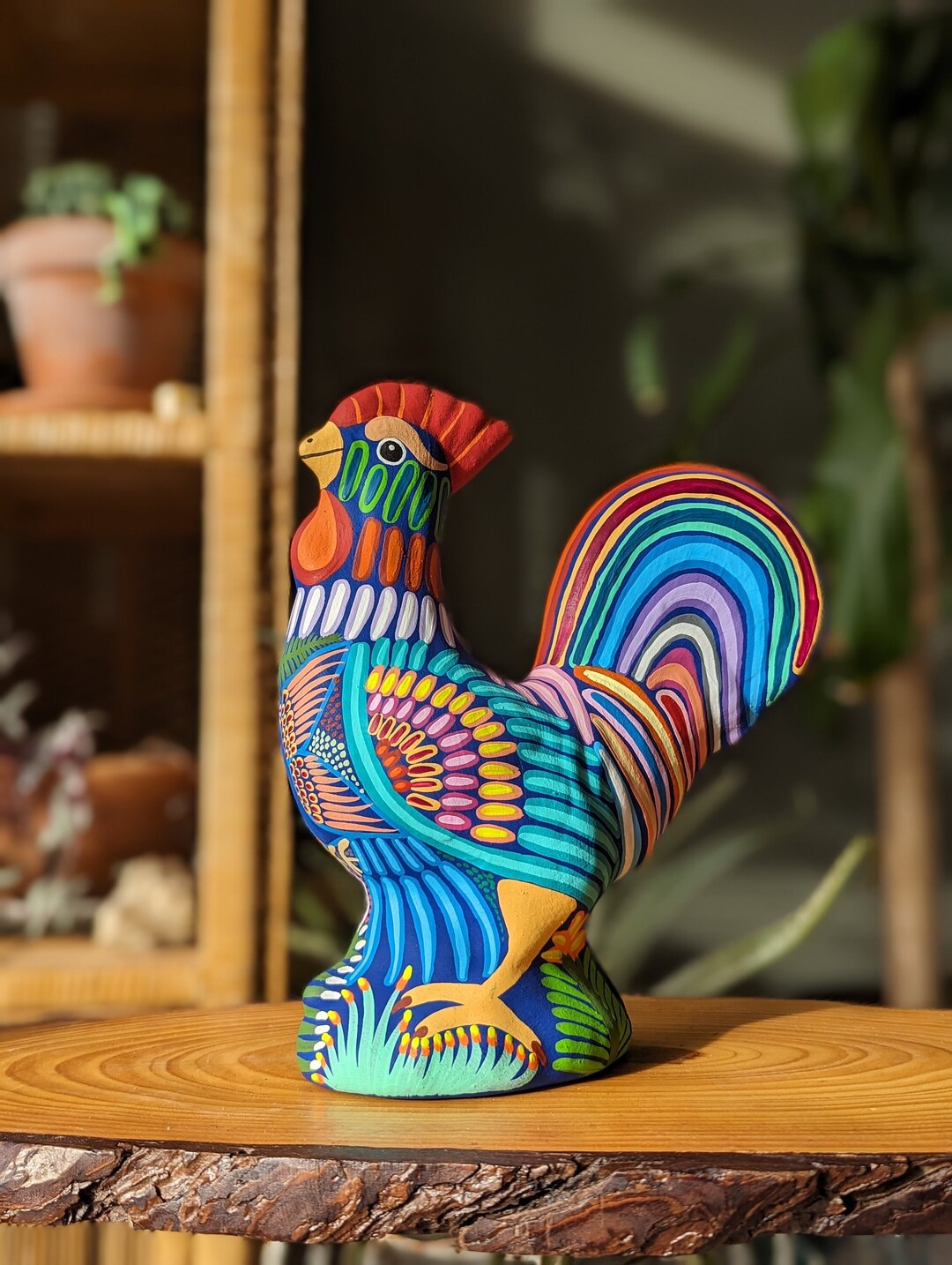 Rainbow Rooster Statue Mexican Art Home Decor Kitchen - Etsy