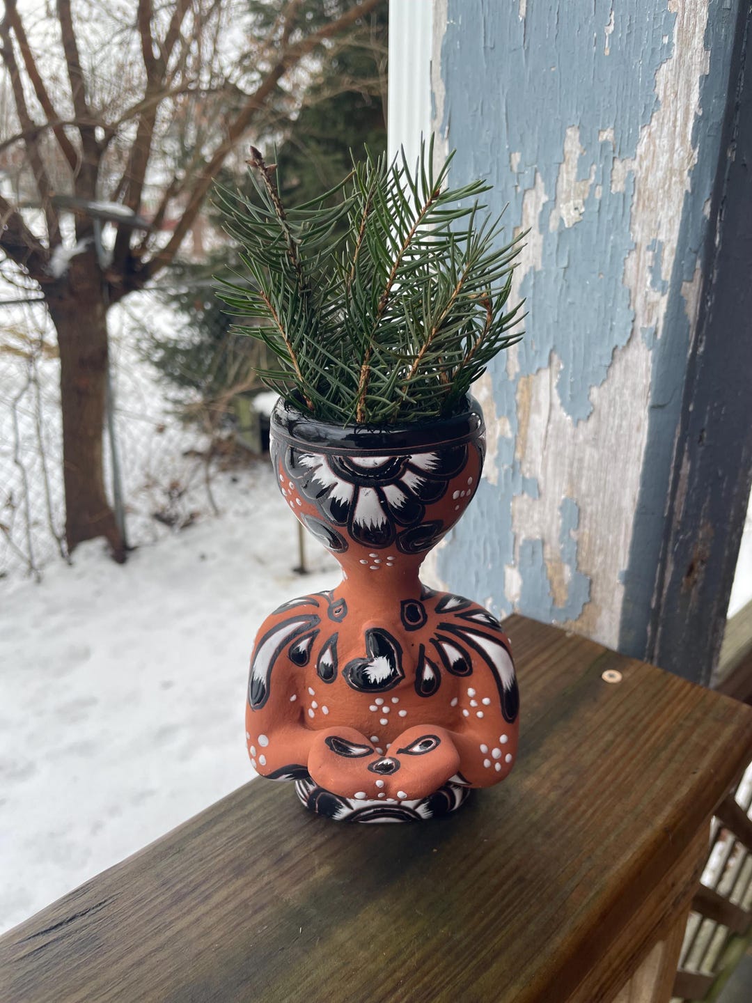 Mini Pothead Planter, Hand-painted Ceramic Succulent Pot, Mexican Folk ...