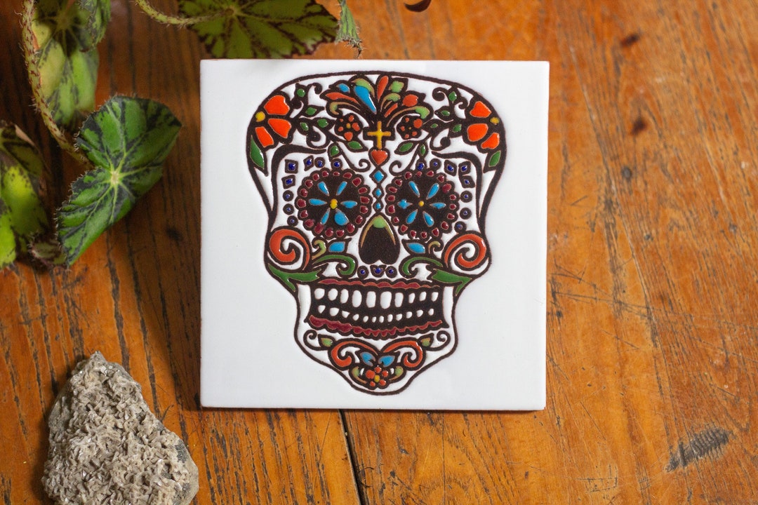 Sugar Skull Tile | Coaster | Decorative Tile | Day of the Dead ...