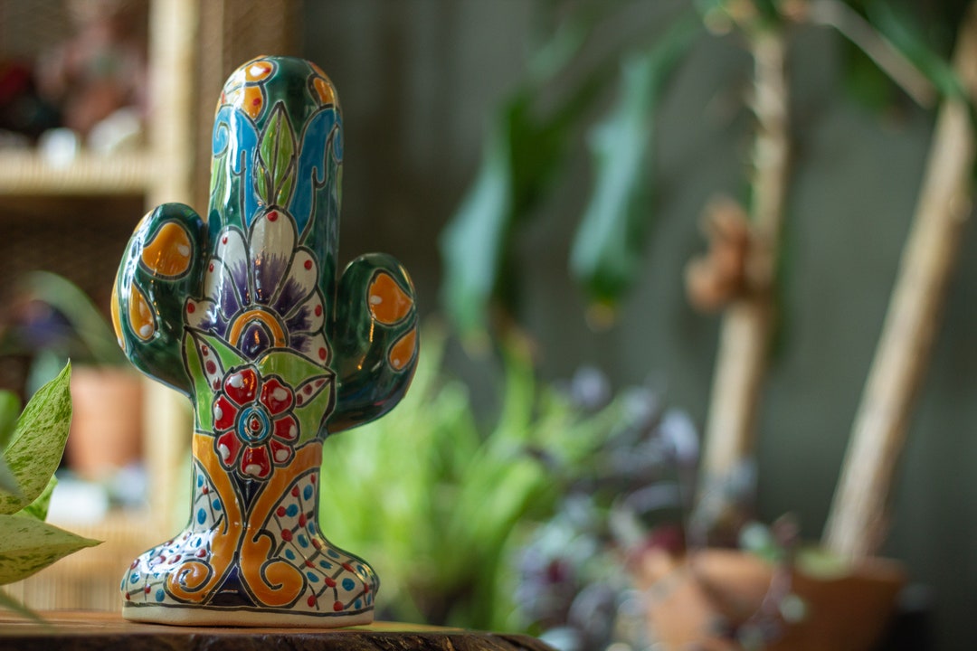 Talavera Art Cactus Statue Mexican Home & Garden Decor - Etsy