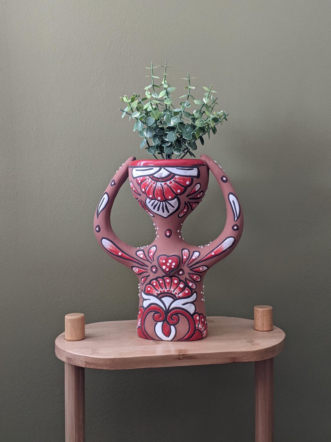 Hand-painted Ceramic Pothead Planter: Mexican Home & Garden Decor - Etsy