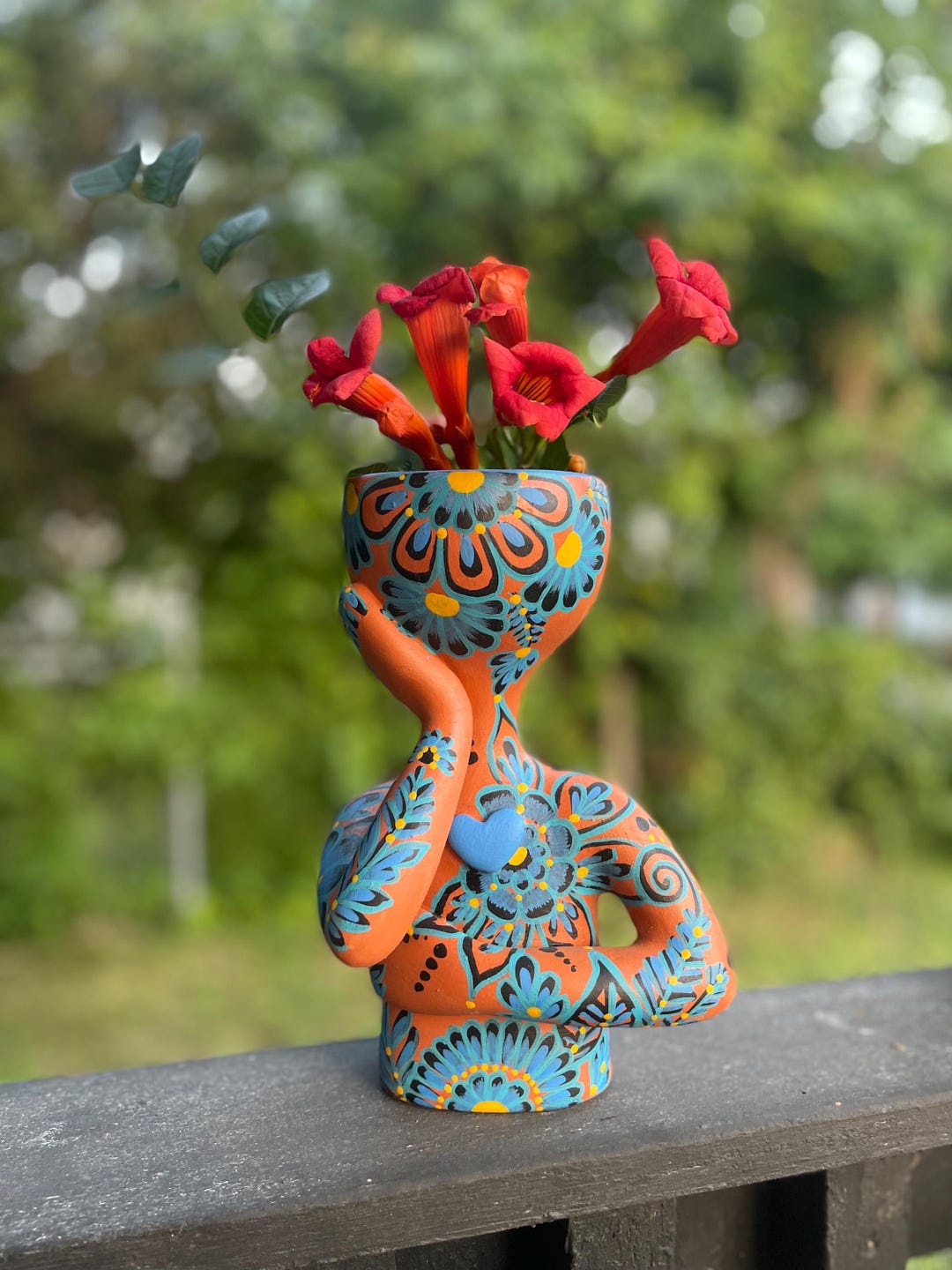 Hand-painted Ceramic Pothead Planter: Mandala Boho Decor - Etsy