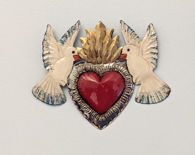 Wall Decor, Sacred Heart, Doves, Mexican Art, - Etsy