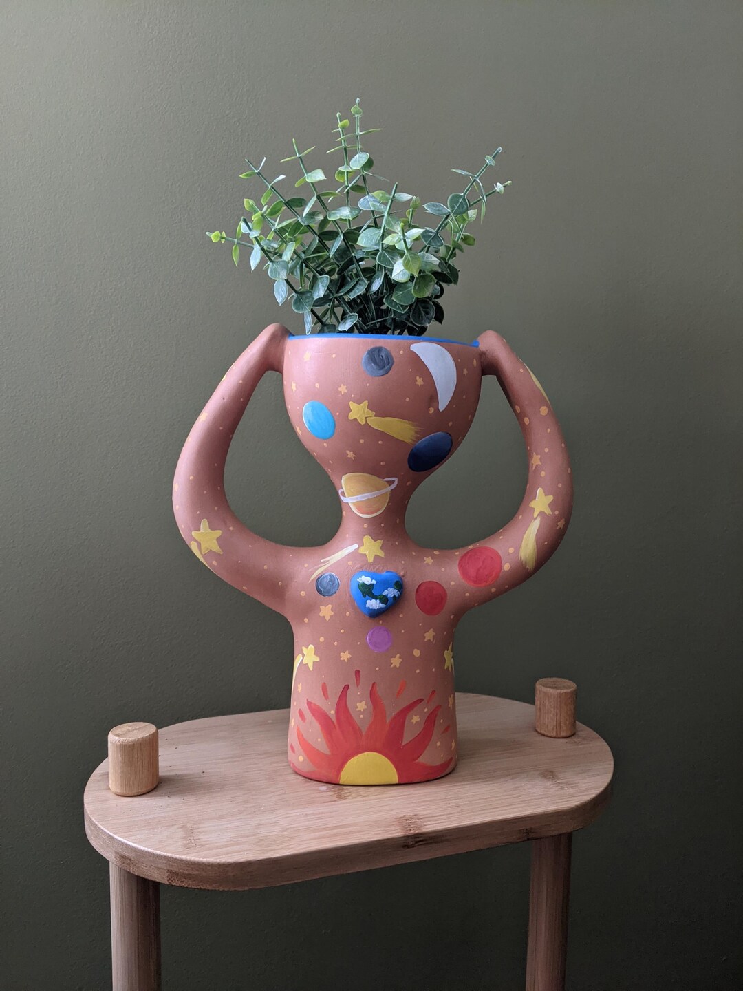 Galaxy Pot Head Planter: Hand-painted Ceramic Whimsical Decor - Etsy