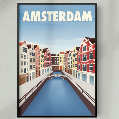 Amsterdam Print: Vintage Holland Travel Poster - Etsy