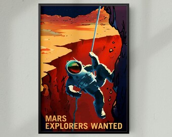 Retro Space Poster, NASA Space Tourism Advert Poster of Mars, Retro ...