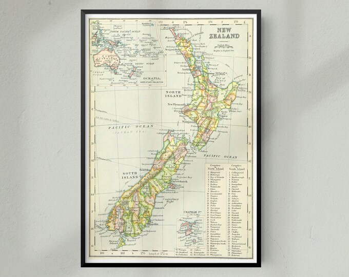 New Zealand Map, Illustrated Map Art, Aotearoa Poster, New Zealand ...