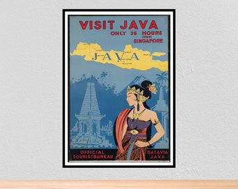 Java Poster: Vintage Indonesia Travel Poster - Etsy