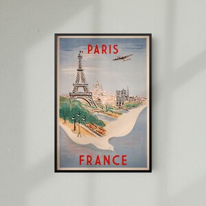 Vintage Travel Poster Paris, Vintage Travel Print of Paris France - Etsy