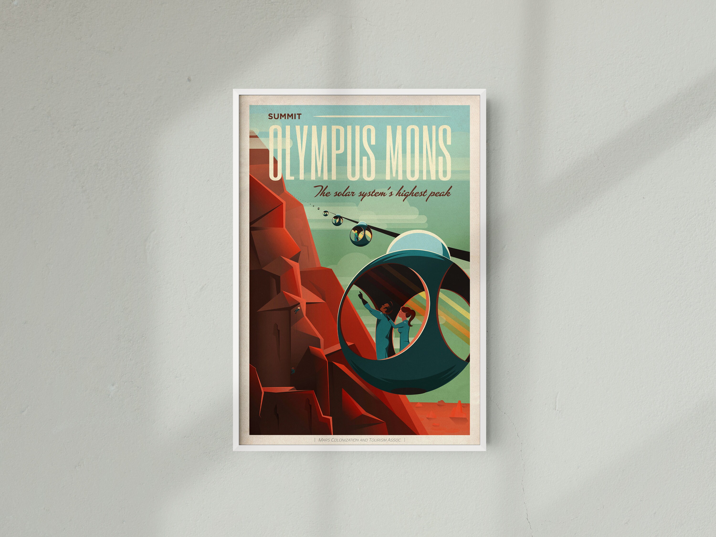 Retro Space Poster Spacex Space Poster Olymus Mons Mars - Etsy