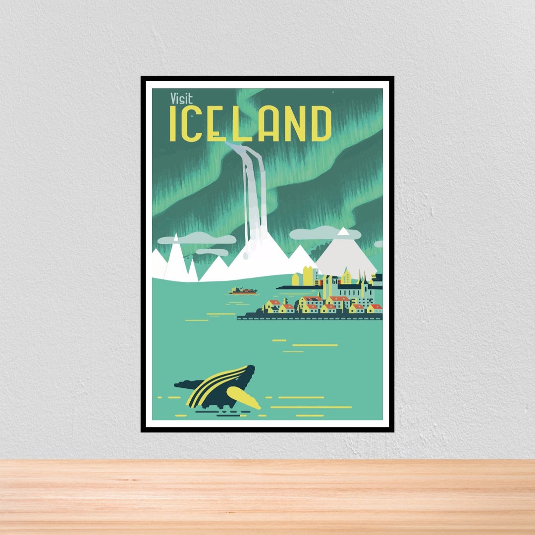Vintage Iceland Travel Poster: Vibrant Wall Art Print - Etsy