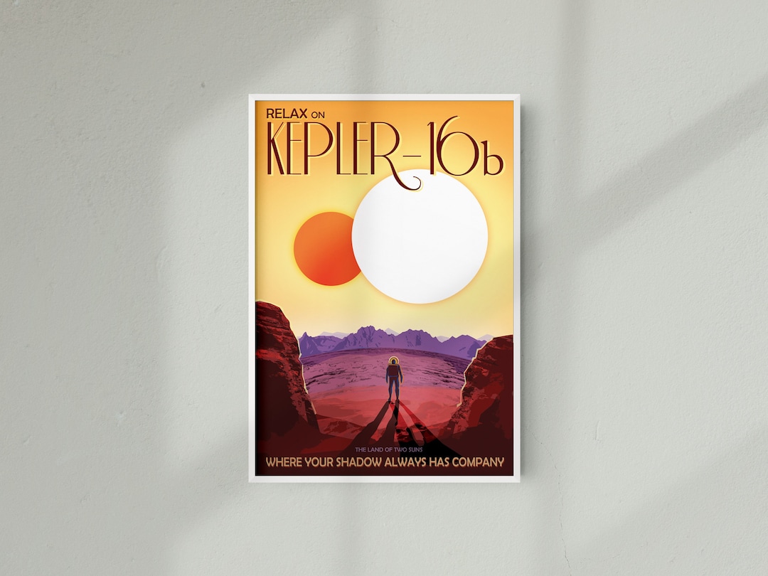 Retro Space Poster, NASA Space Tourism Advert Poster of Kepler 16 B ...