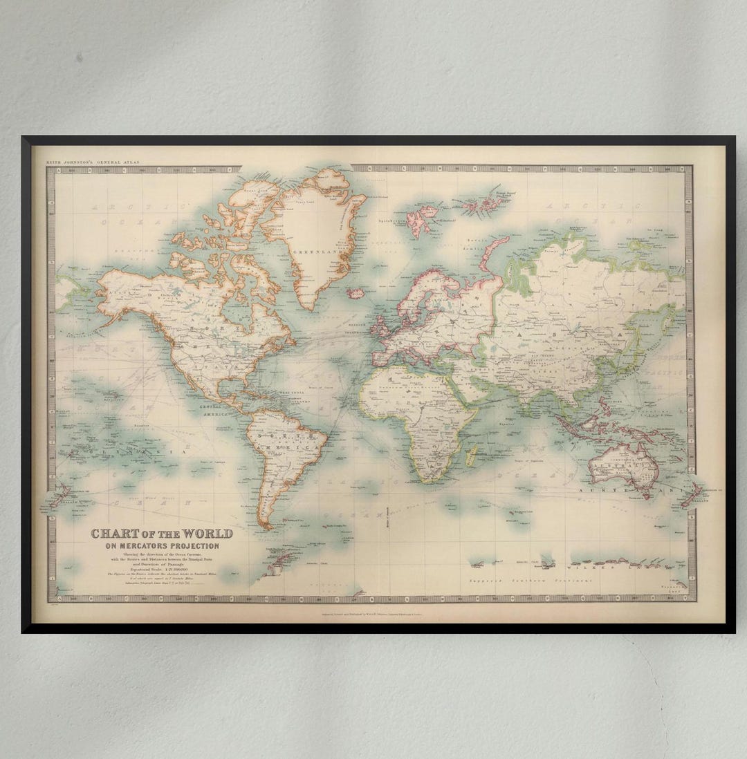 Vintage Historical Map of the World, Vintage Historic Map Print of the ...