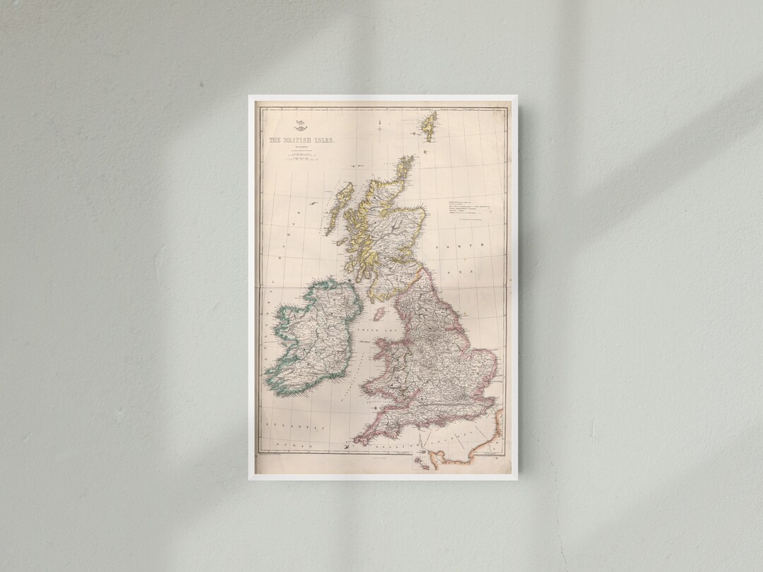 Vintage Historical Map of Britain, Vintage Historic Map Print of the ...