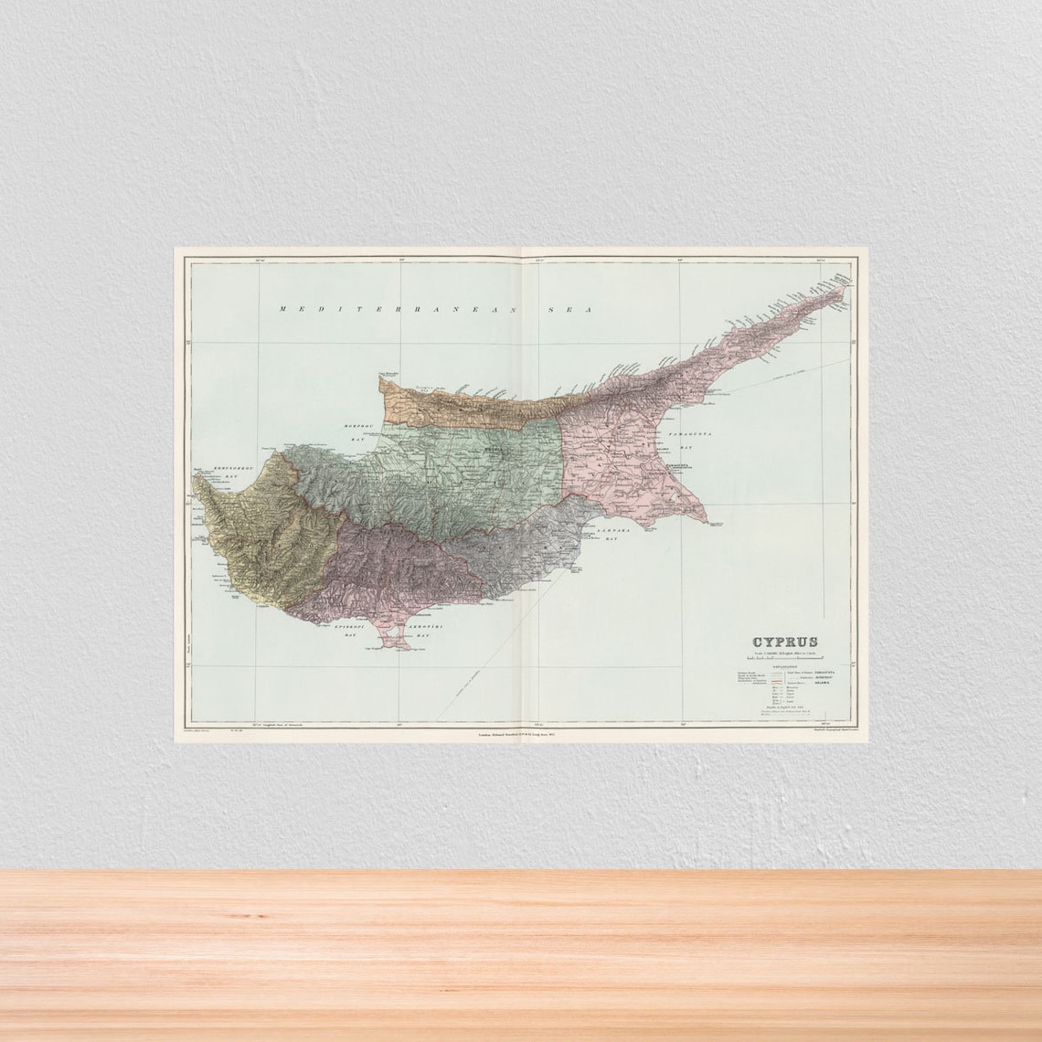 Vintage Historical Map of Cyprus Vintage Historic Map Print - Etsy UK