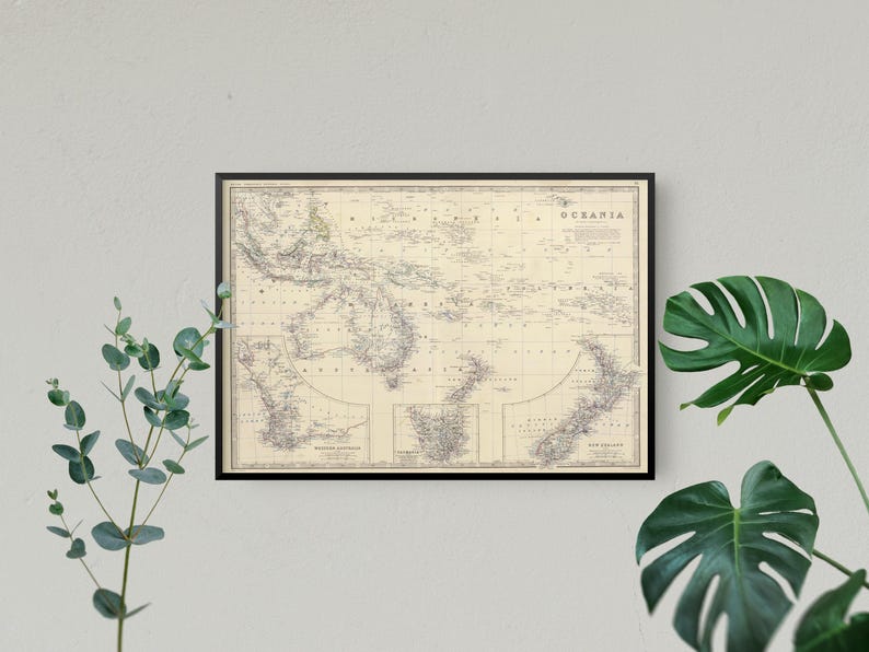 1861 Historical Map of Oceania, Australia, New Zealand Print - Etsy