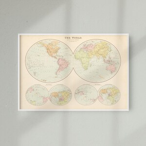 Vintage Historical Map of the World, Vintage Historic Map Print of the ...