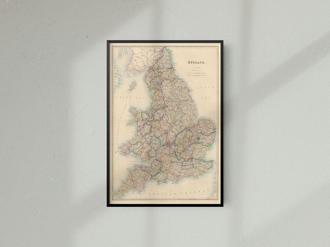 Vintage Historical Map of England and Wales, Vintage Historic Map Print ...