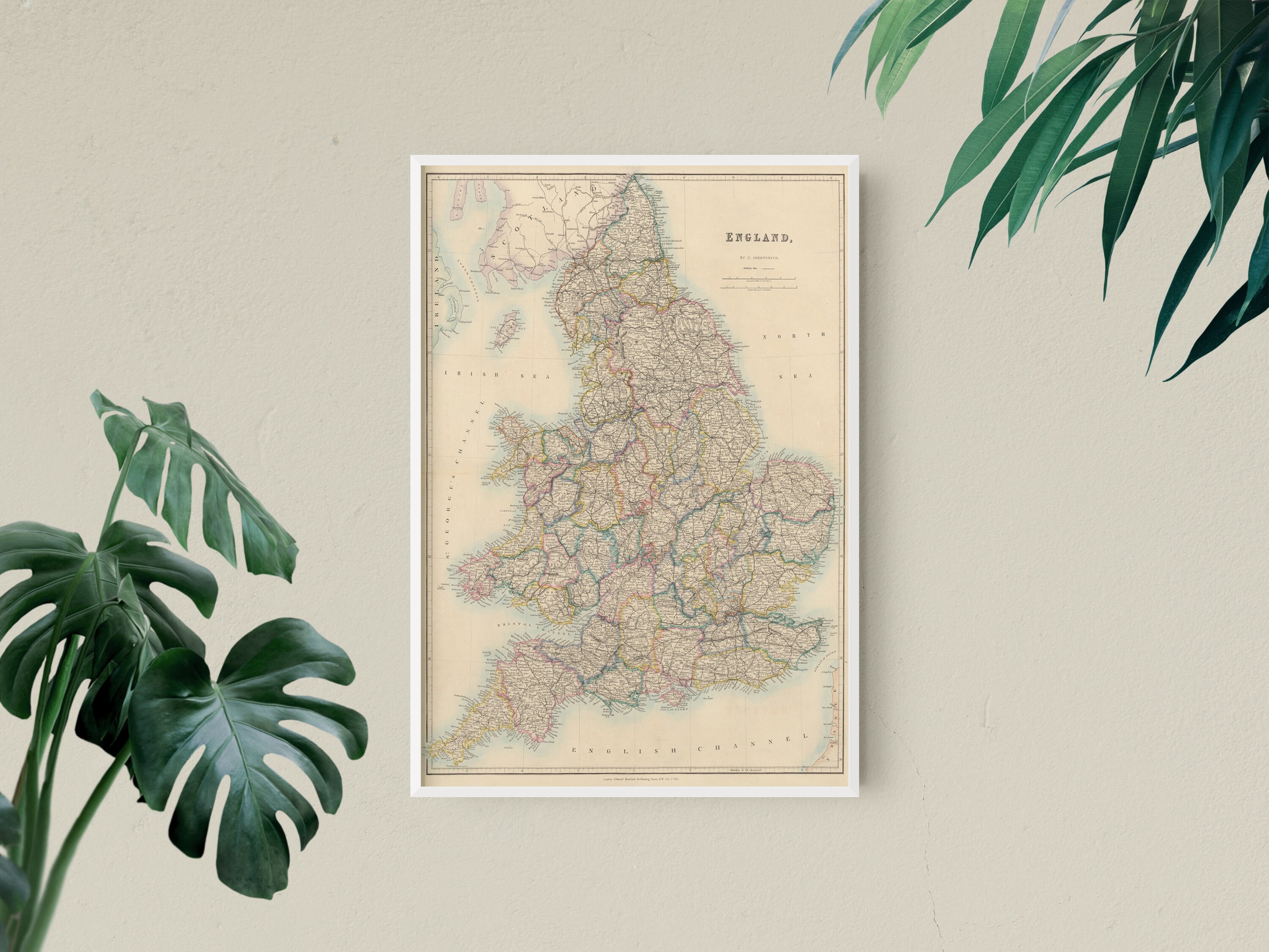Vintage Historical Map of England and Wales Vintage Historic - Etsy
