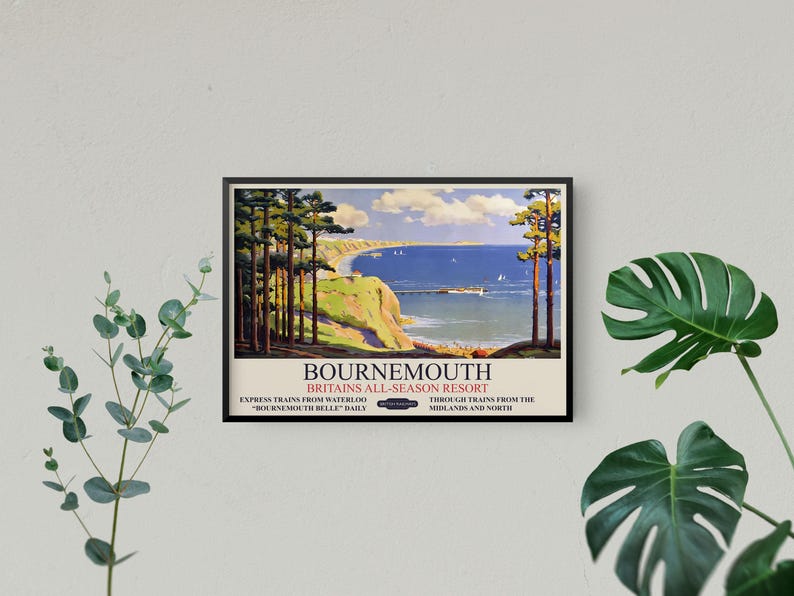 Vintage British Rail Travel Poster: Bournemouth Art Print - Etsy UK
