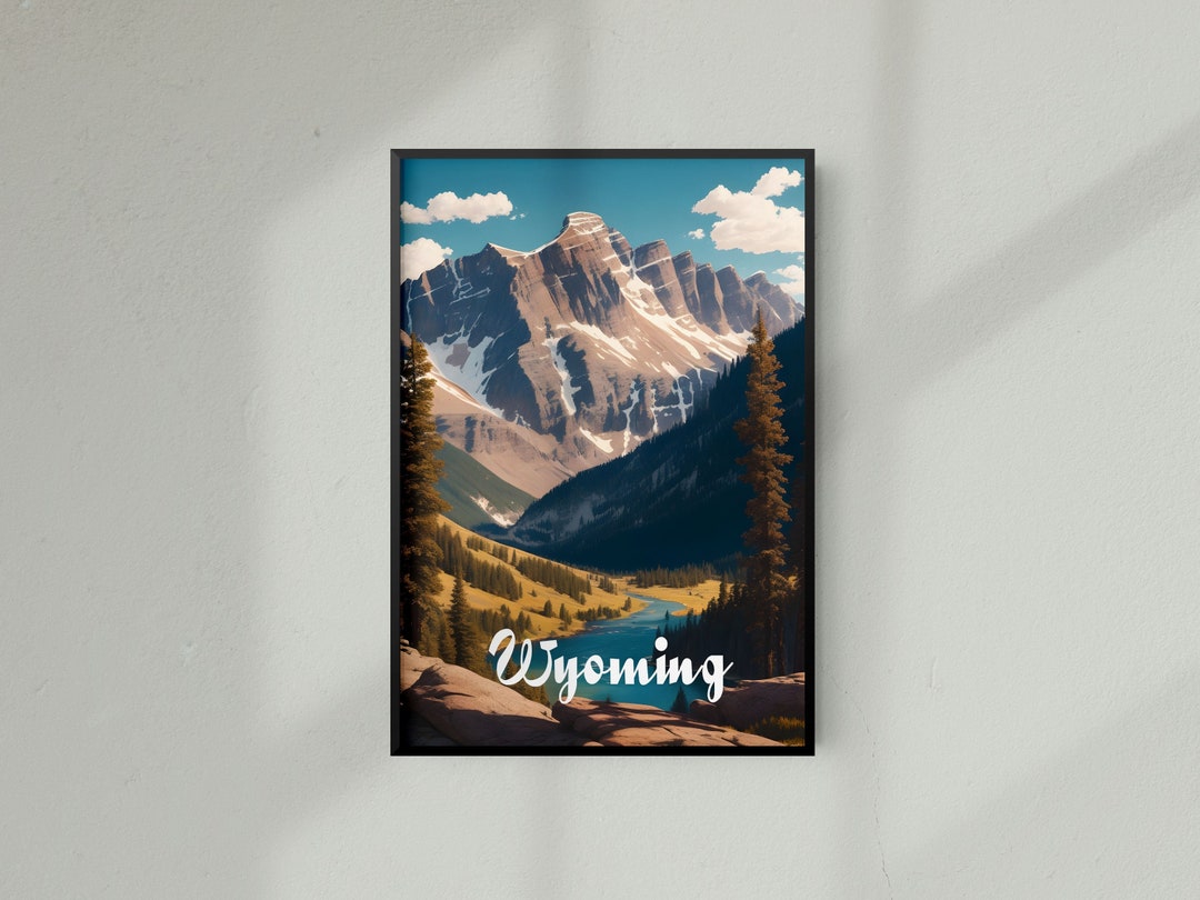 Wyoming Travel Poster, Wyoming Travel Print, Wyoming USA Countryside ...