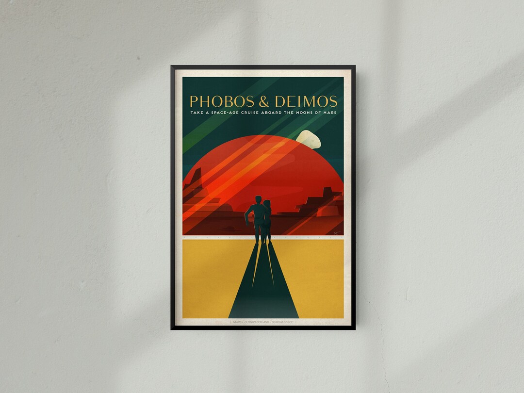 Retro Space Poster, Spacex Space Poster Phobos and Deimos, Retro Space ...