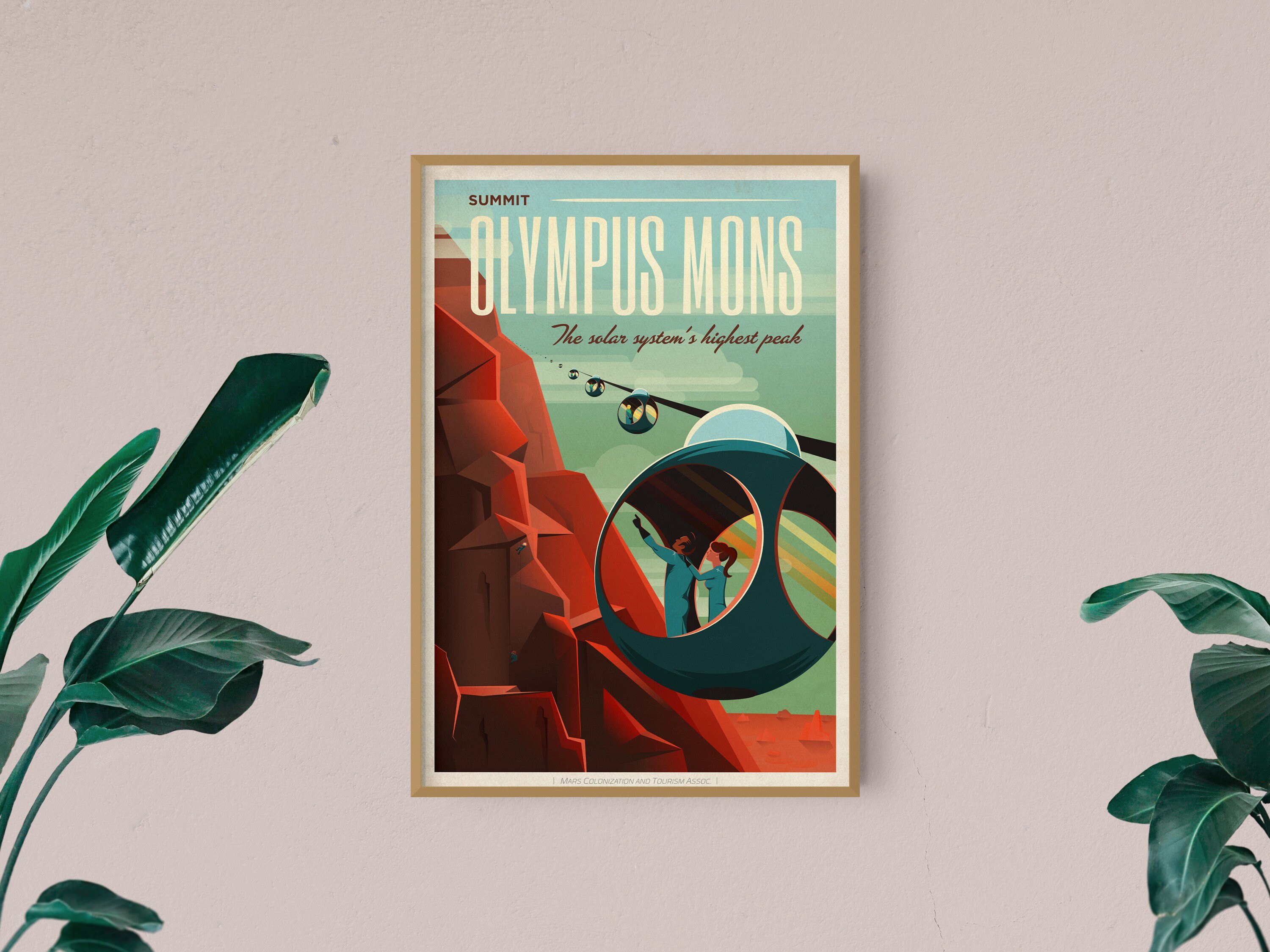 Retro Space Poster Spacex Space Poster Olymus Mons Mars - Etsy UK