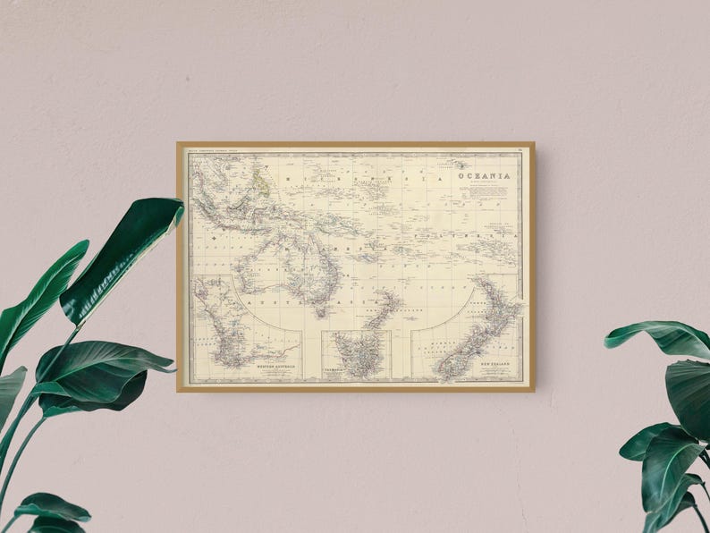 1861 Historical Map of Oceania, Australia, New Zealand Print - Etsy