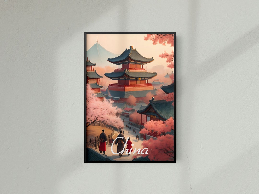 China Travel Poster, China Travel Print, Traditional Chinese Buildings ...