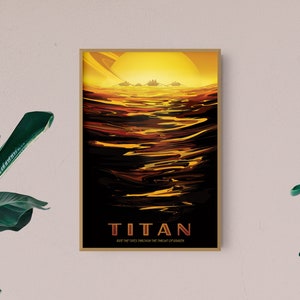 Retro Space Poster, NASA Space Tourism Advert Poster of Titan, Retro ...