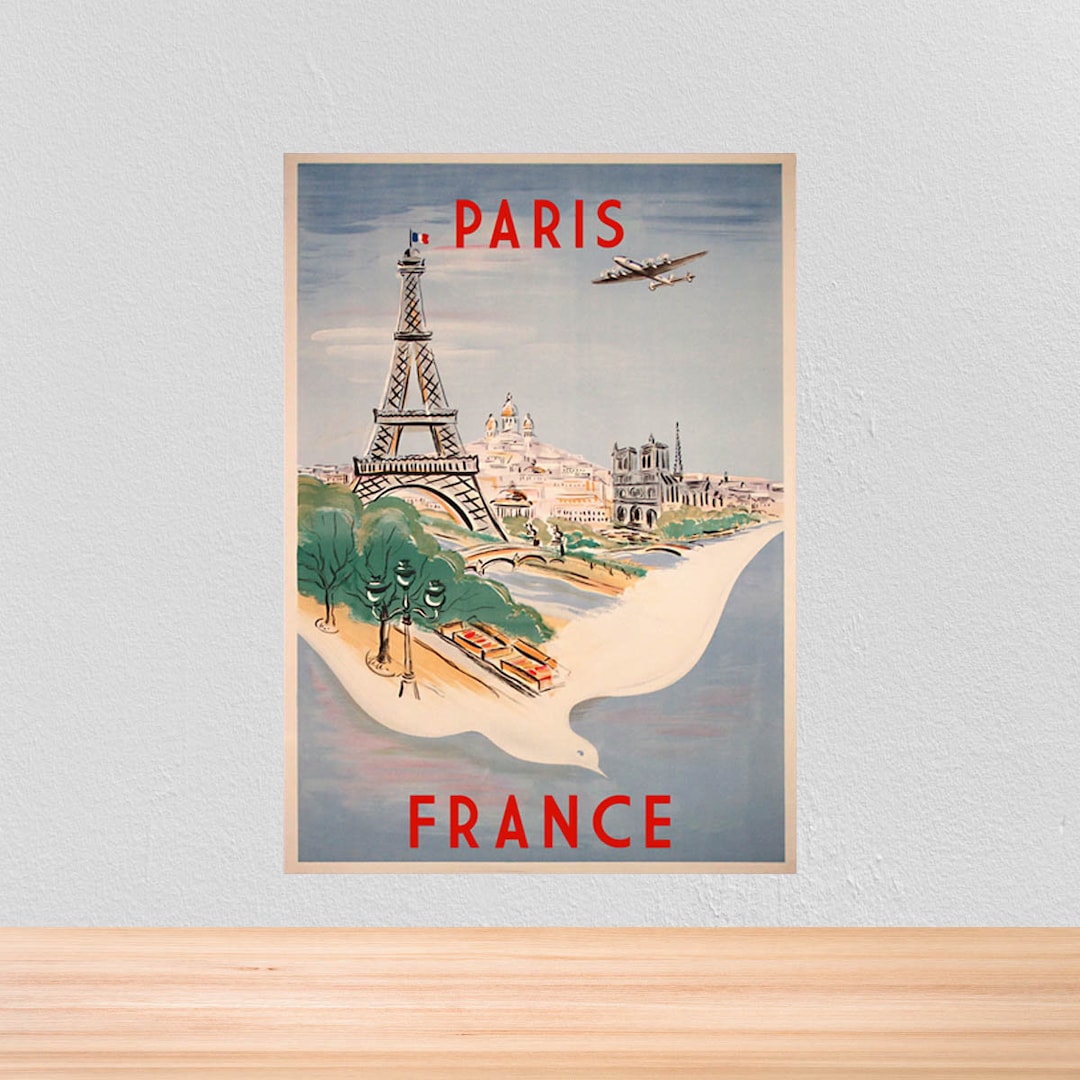 Vintage Travel Poster Paris, Vintage Travel Print of Paris France - Etsy