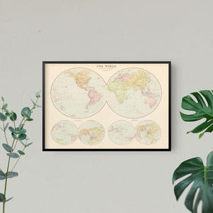 Vintage Historical Map of the World, Vintage Historic Map Print of the ...