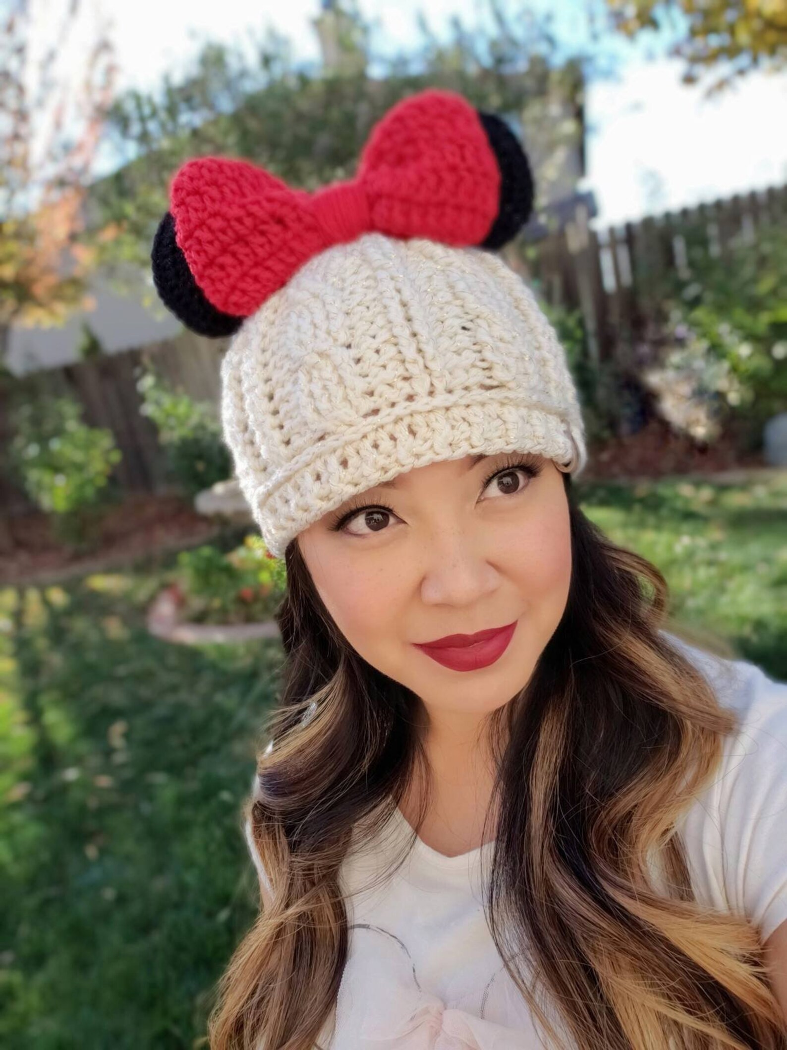 Minnie Mickey Mouse Bun Beanie Hat Bow Custom Womens Adult | Etsy