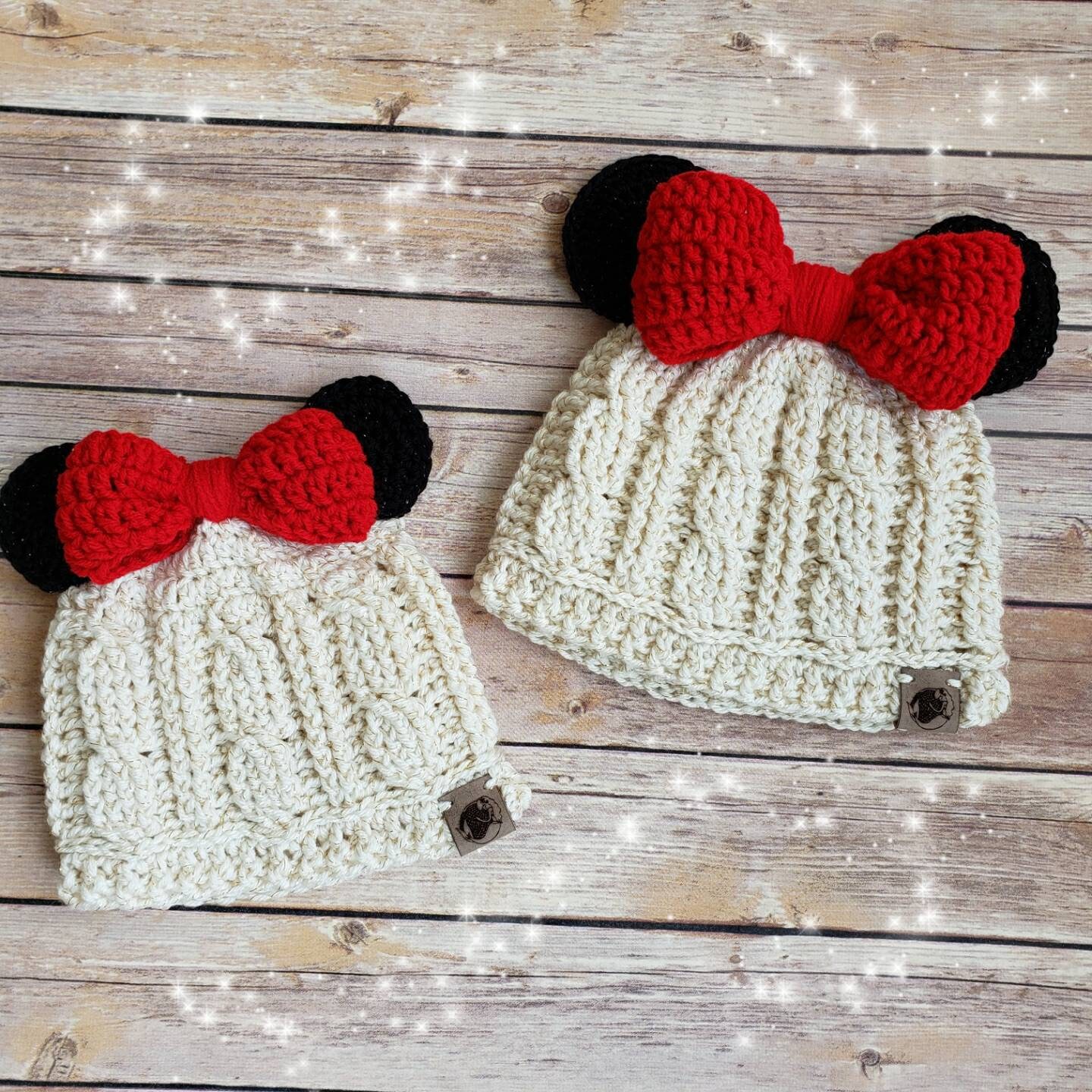 Minnie Mickey Mouse Bun Beanie Hat Bow Custom Womens Adult Girls Child ...