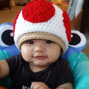 Super Mario Bros Toad Toadette Mushroom Crochet Beanie Newborn Infant ...