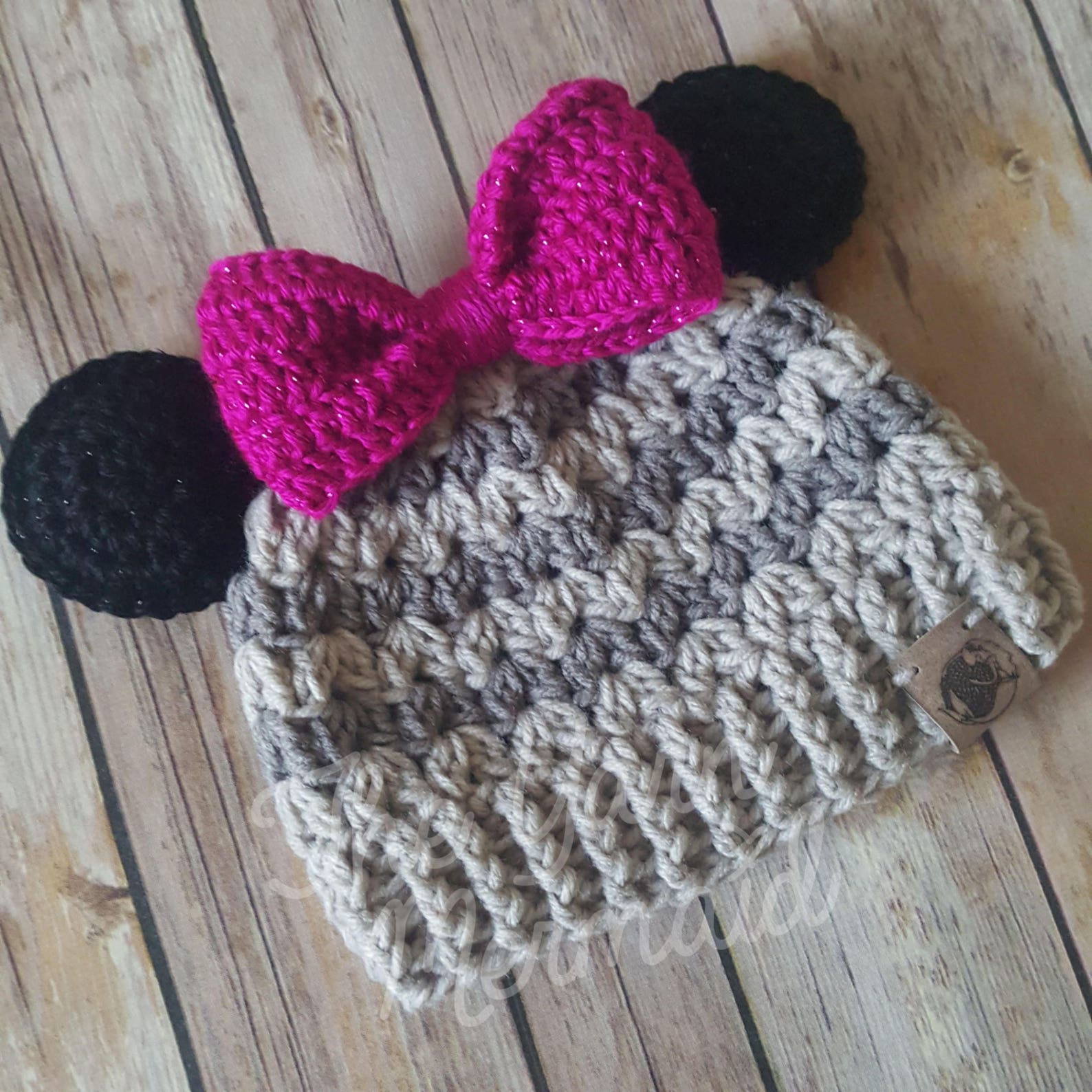Minnie Mickey Mouse Bun Beanie Hat Bow Custom Womens Adult | Etsy