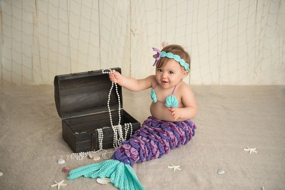 Custom Crochet Newborn Mermaid Photo Prop, Newborn Mermaid Outfit ...