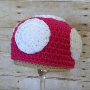 Super Mario Bros Toad Toadette Mushroom Crochet Beanie Newborn Infant ...