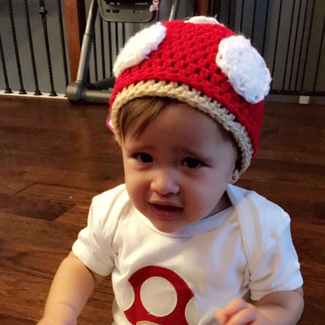 Super Mario Bros Toad Toadette Mushroom Crochet Beanie Newborn - Etsy ...