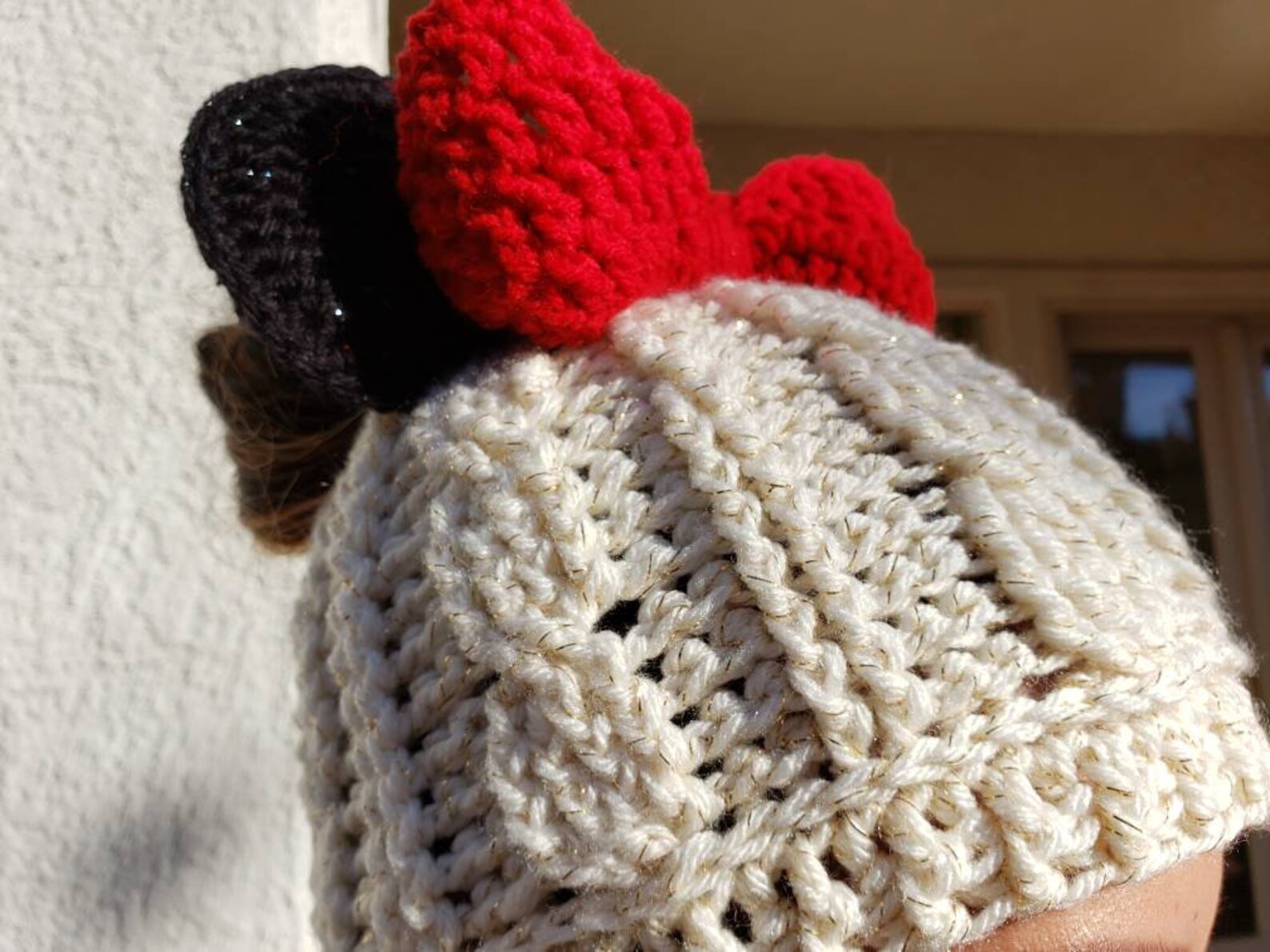 Minnie Mickey Mouse Bun Beanie Hat Bow Custom Womens Adult Girls Child ...