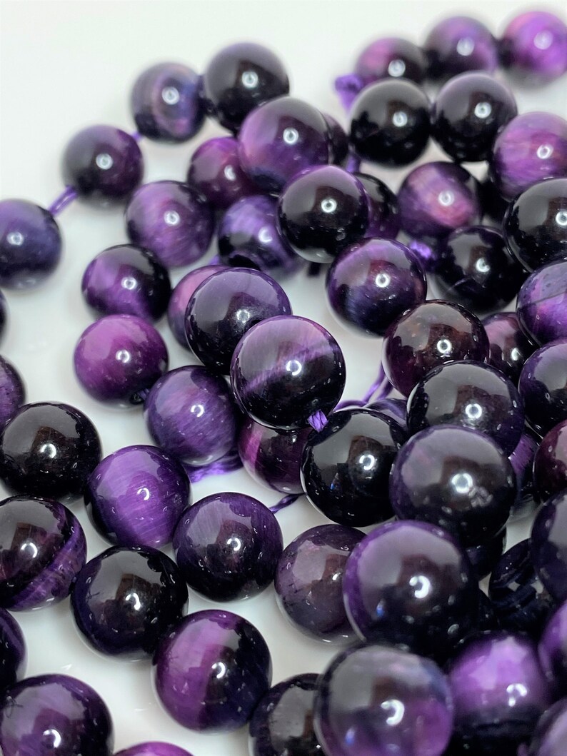 Purple Tigers Eye Round Gemstones 8mm Stones Deep Purple | Etsy