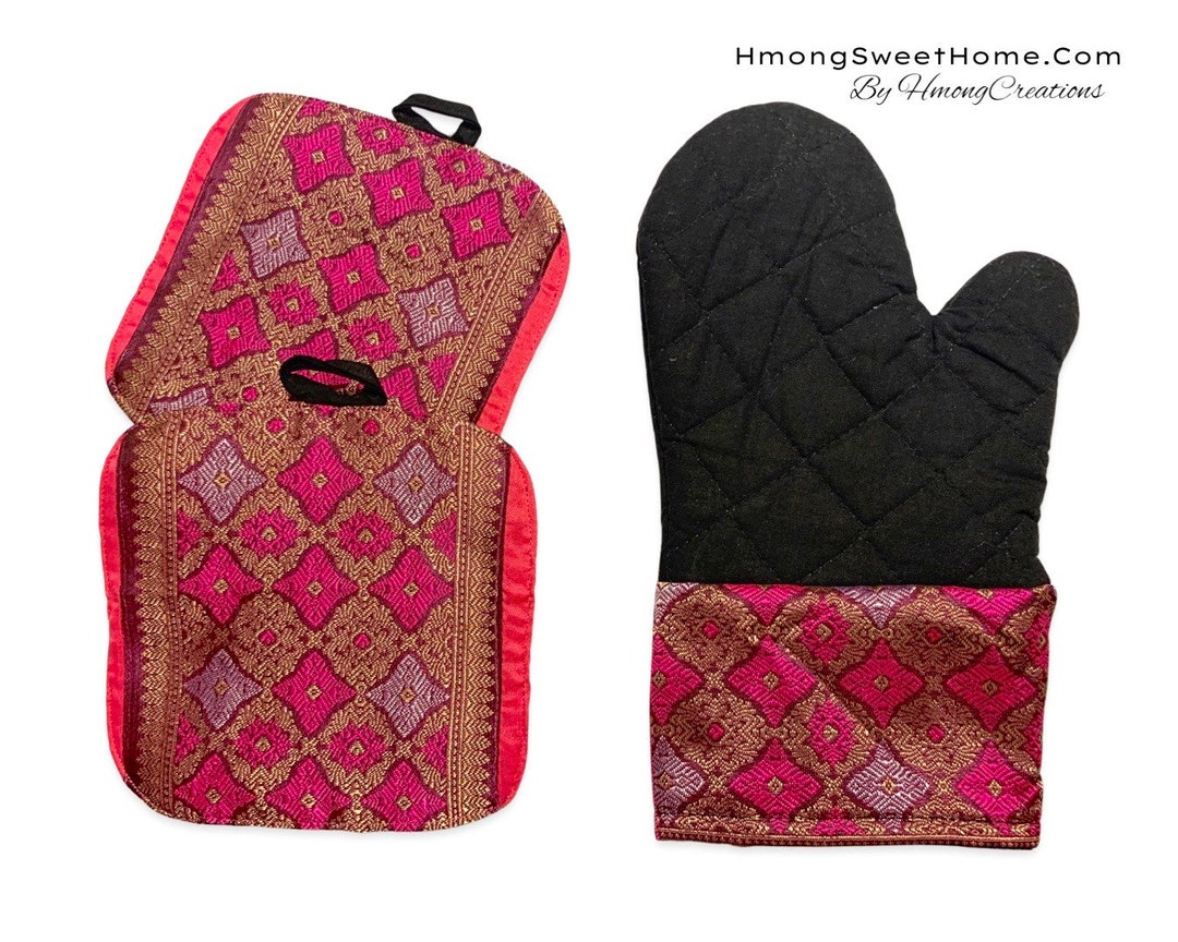 24.99 Hmongsweethome.com Hmong Kitchen Set 3 Items Oven Mitt 2 Pot ...