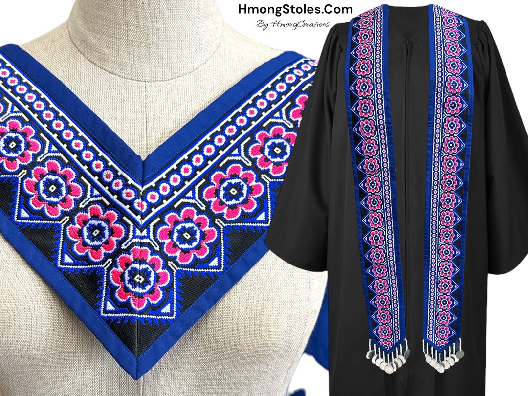 P64.99 | Hmongstoles.com | Hmong Graduation Stole | Lined With Coins ...