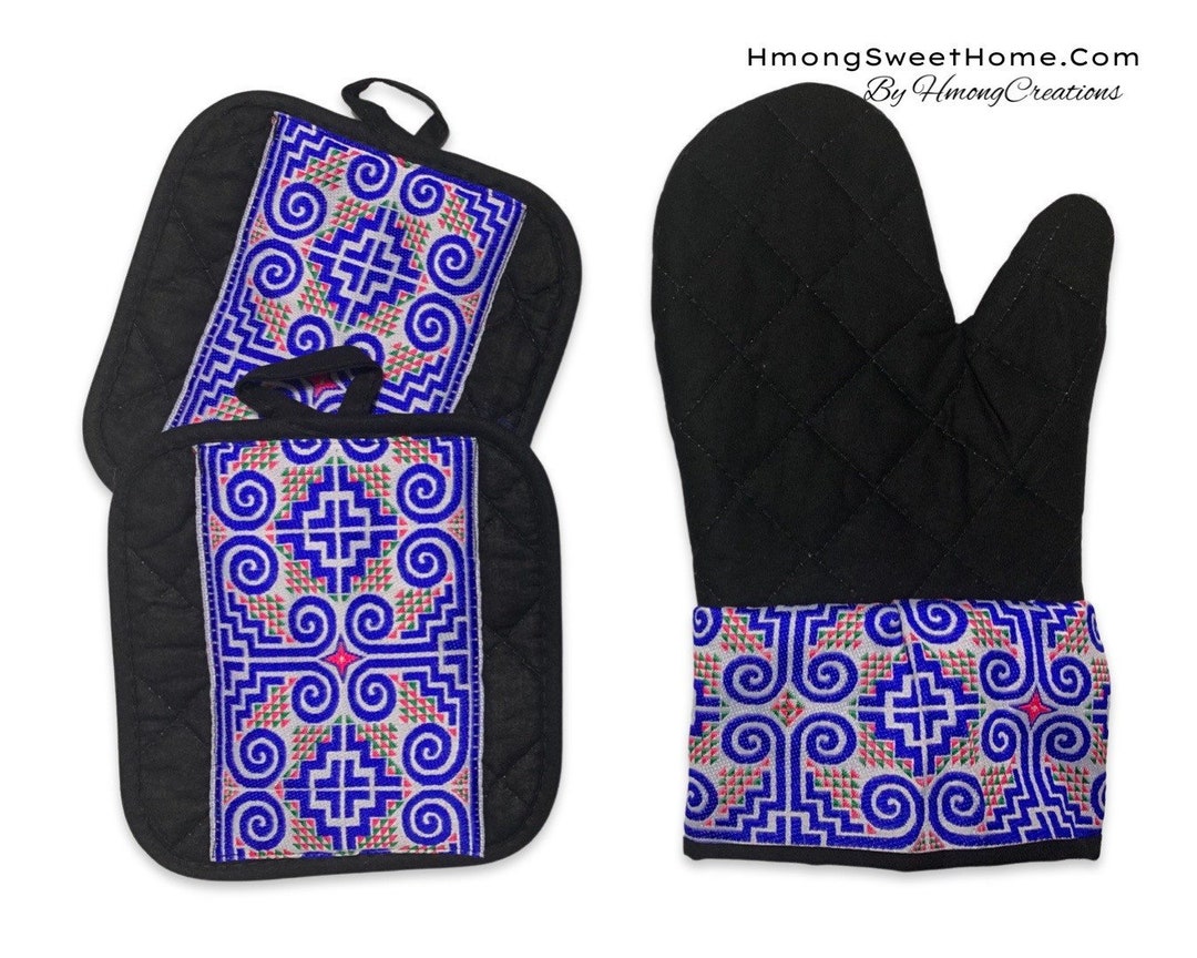 24.99 Hmongsweethome.com Hmong Kitchen Set 3 Items Oven Mitt 2 Pot ...