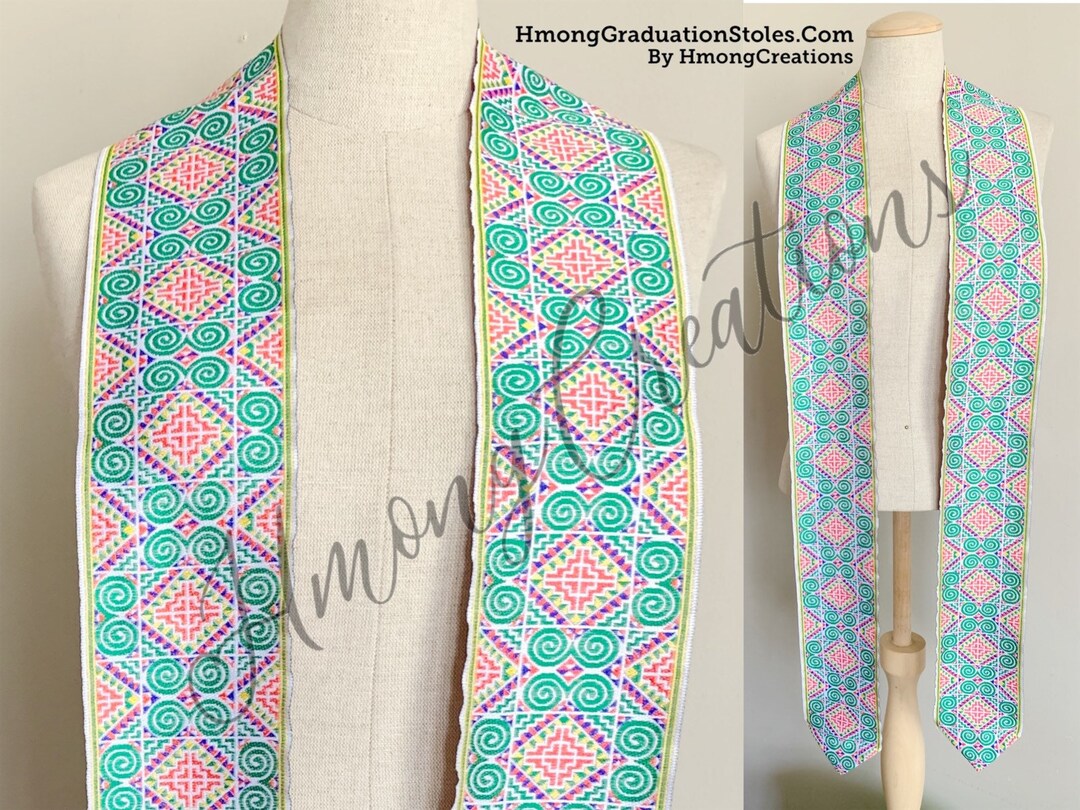 A41 D39.99 Hmongstoles.com Hmong Graduation Stole Not Lined Machine ...